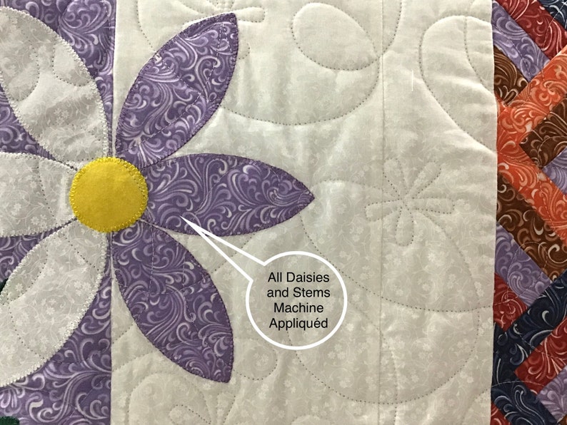 Appliquéd Daisy Quilt, Made in Newfoundland, Twin Size 74x90, Cotton ...