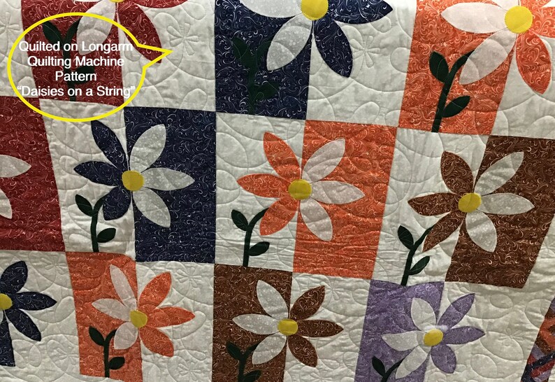 Appliquéd Daisy Quilt, Made in Newfoundland, Twin Size 74x90, Cotton ...