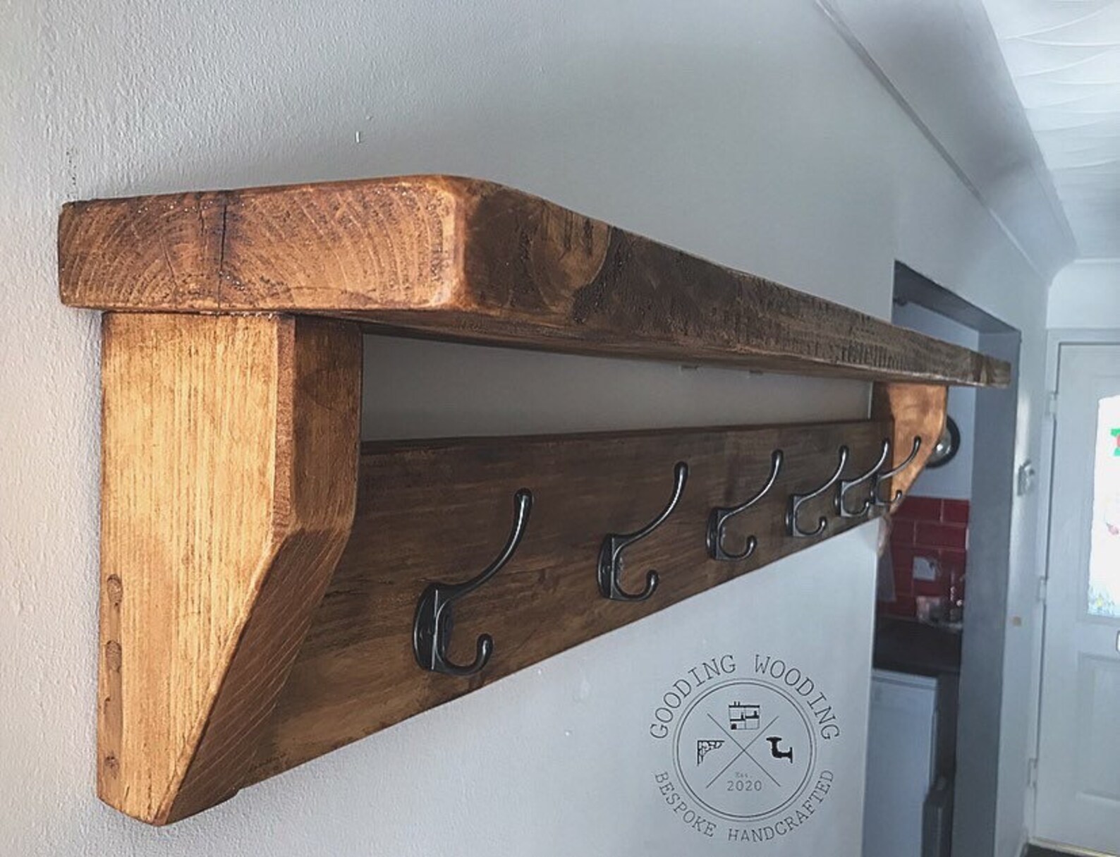 Rustic Solid Wood Entryway Butlers Coat and Hat Rack - Etsy