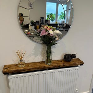 Reclaimed Solid Wood Radiator Shelf | Narrow Entryway Shelf | Reclaimed ...