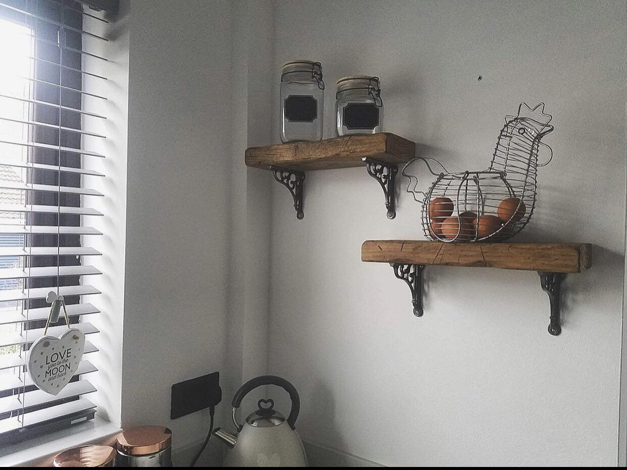 Rustic Period Style Shelf With Ornate Lace Iron Brackets - Etsy UK