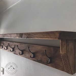 Rustic Solid Wood Entryway Butlers Coat and Hat Rack - Etsy UK