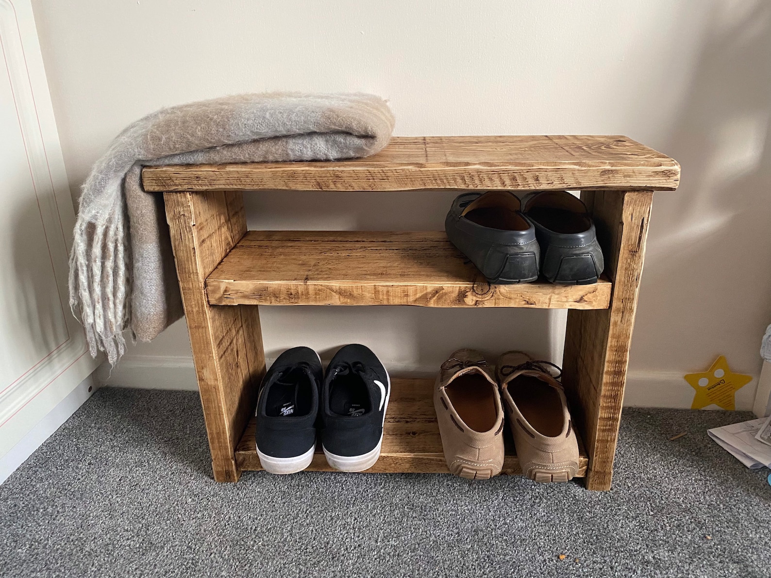 Handcrafted Farmhouse Shoe Bench Rustic Shoe Rack Hallway - Etsy