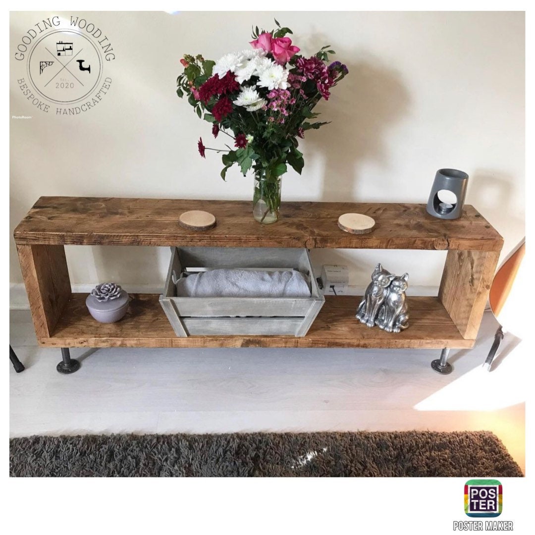 Solid Wood Rustic Industrial TV Stand Bespoke Custom Service - Etsy