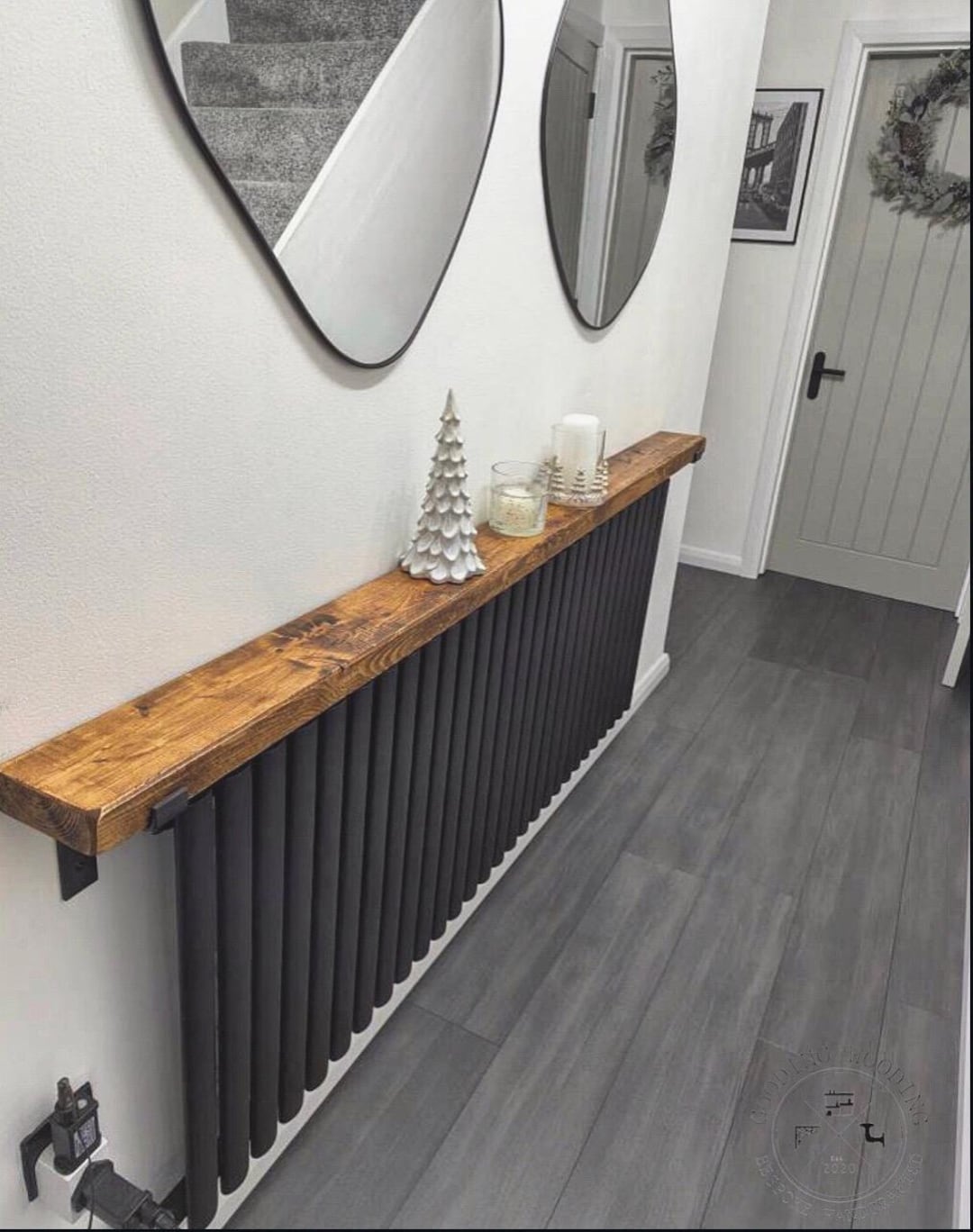 Reclaimed Solid Wood Radiator Shelf | Narrow Entryway Shelf | Reclaimed ...