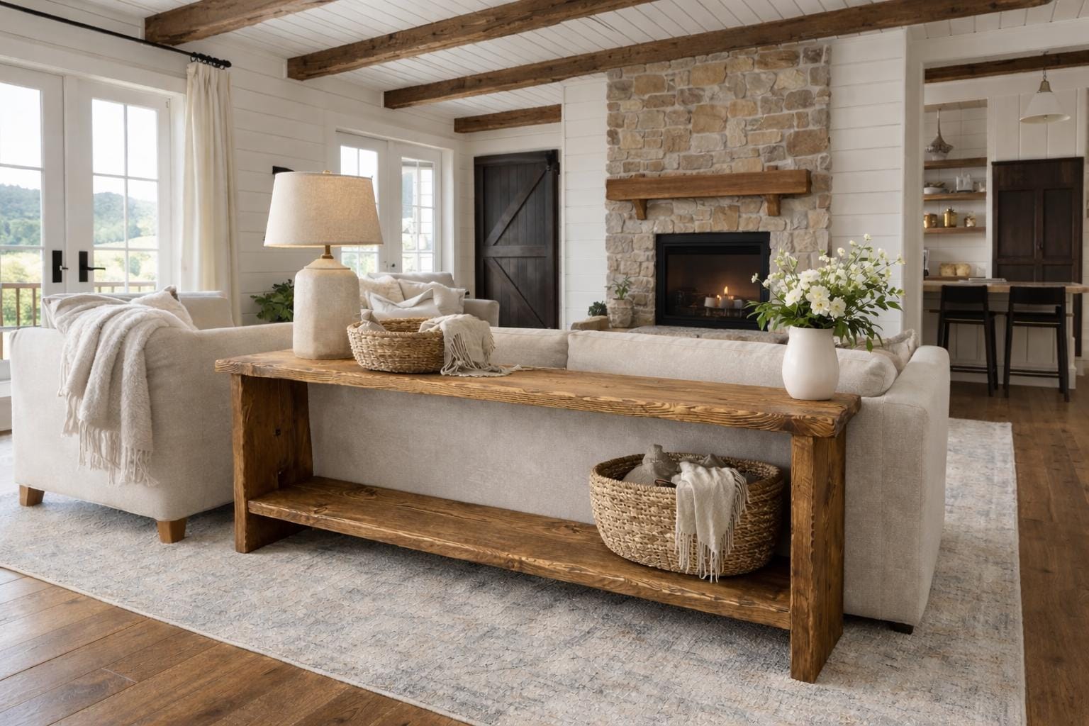 Distressed Wood Console Table • Slim Rustic Farmhouse Console Table ...