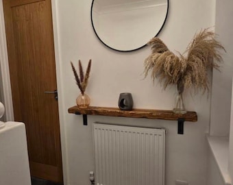 Rustic Solid Wood Radiator Shelf With Cast Iron Brackets Handcrafted ...