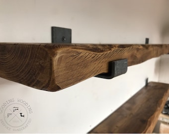 Rustic Solid Wood Radiator Shelf With Cast Iron Brackets Handcrafted ...