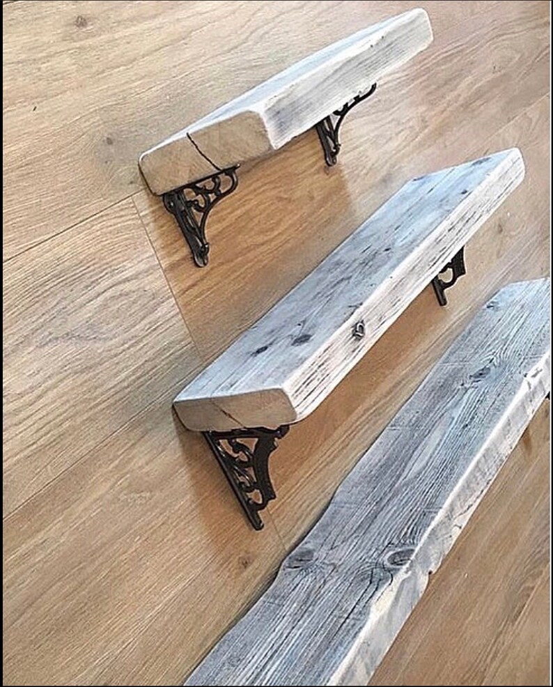 Rustic Period Style Shelf With Ornate Lace Iron Brackets - Etsy UK