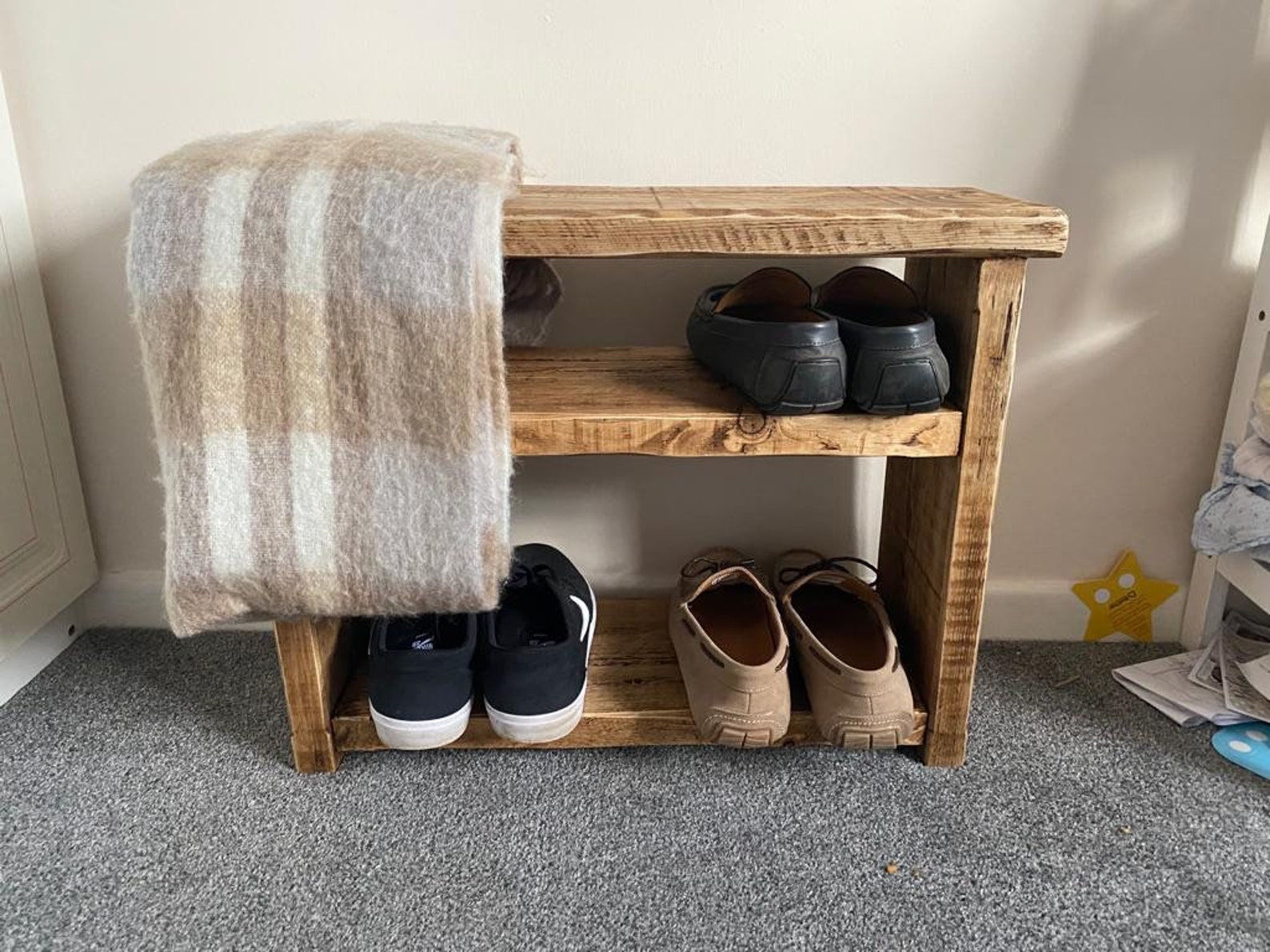 Handcrafted Farmhouse Shoe Bench Rustic Shoe Rack Hallway - Etsy