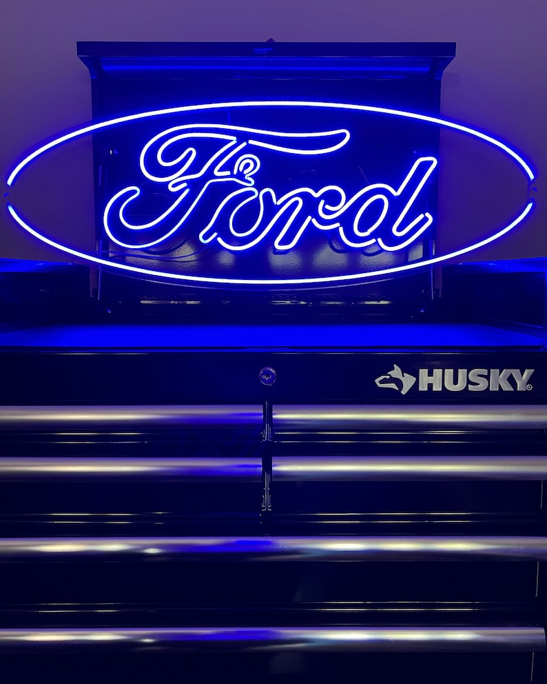 Ford Neon Sign Classic Neon Muscle Car Sign Garage Sign Blue Logo Neon ...