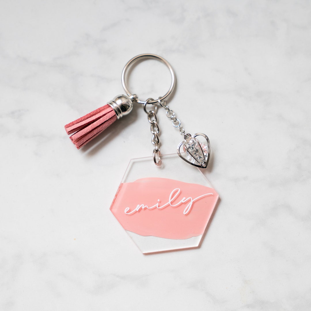 Name Keychain With Tassels, Colorful Key Ring, Personalized Key Ring ...