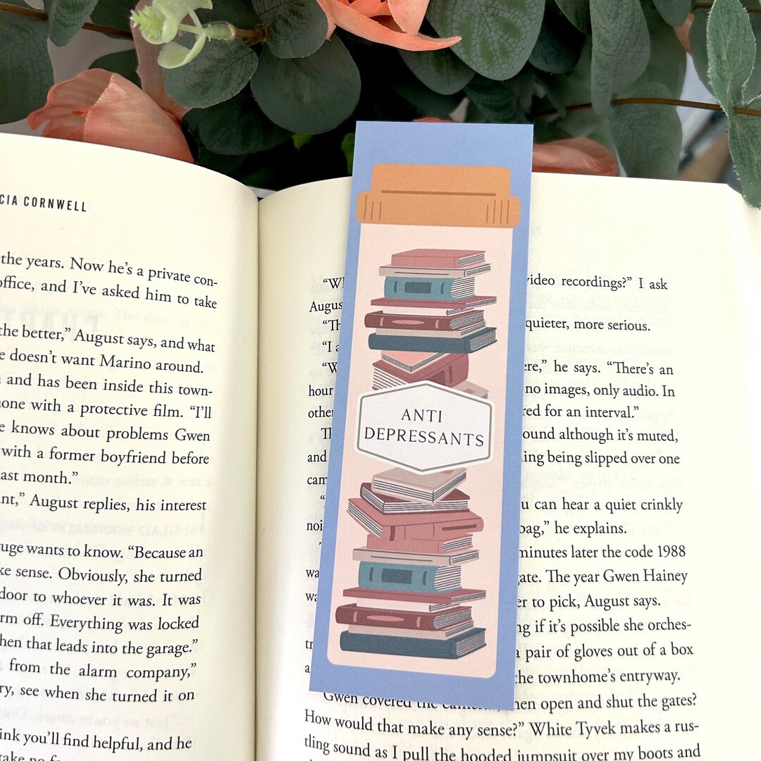 Anti Depressants Book Pill Bottle Bookmark| Paper Bookmark for Bookish ...