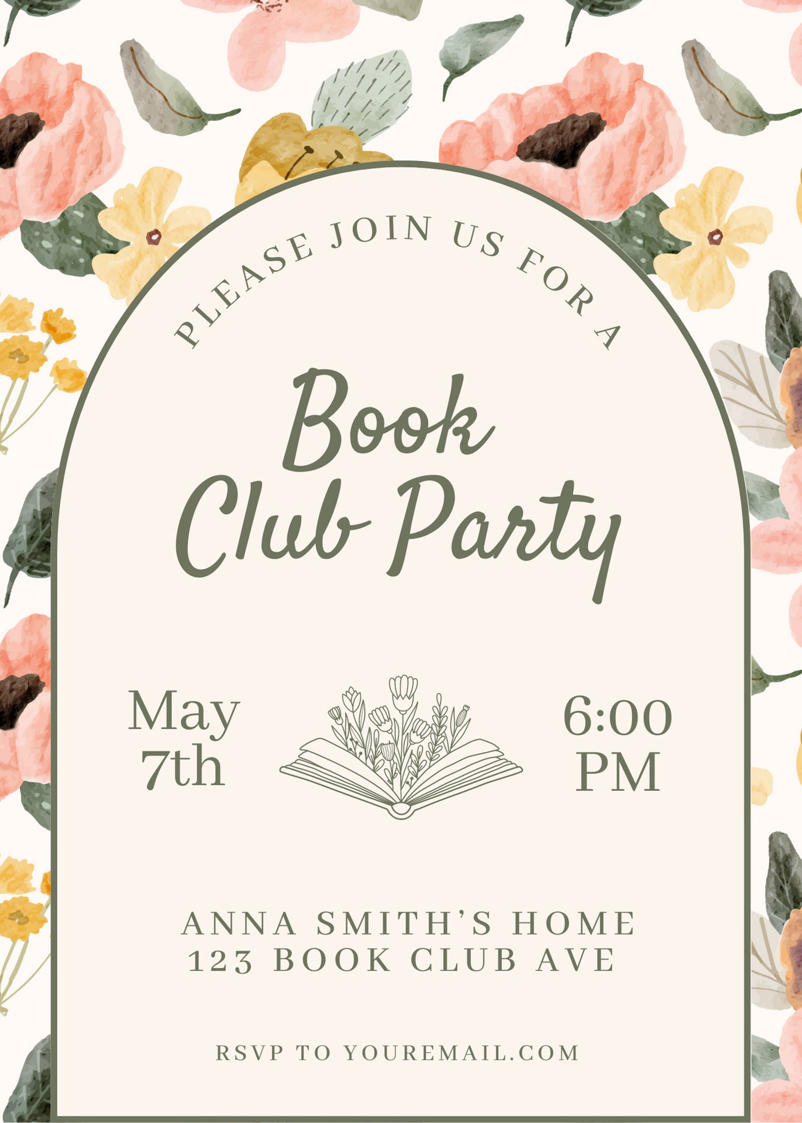 Book Club Party Invitation| Editable Book Club Party Invitation ...
