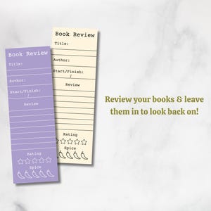 5 PRINTABLE Book Review Bookmarks| Bookmark PNG| Bookmarks for Book ...