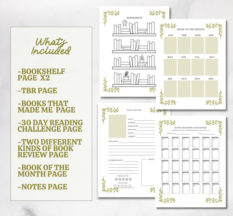 PRINTABLE Reading Journal Bundle, Book Reading Tracker, PDF Format ...