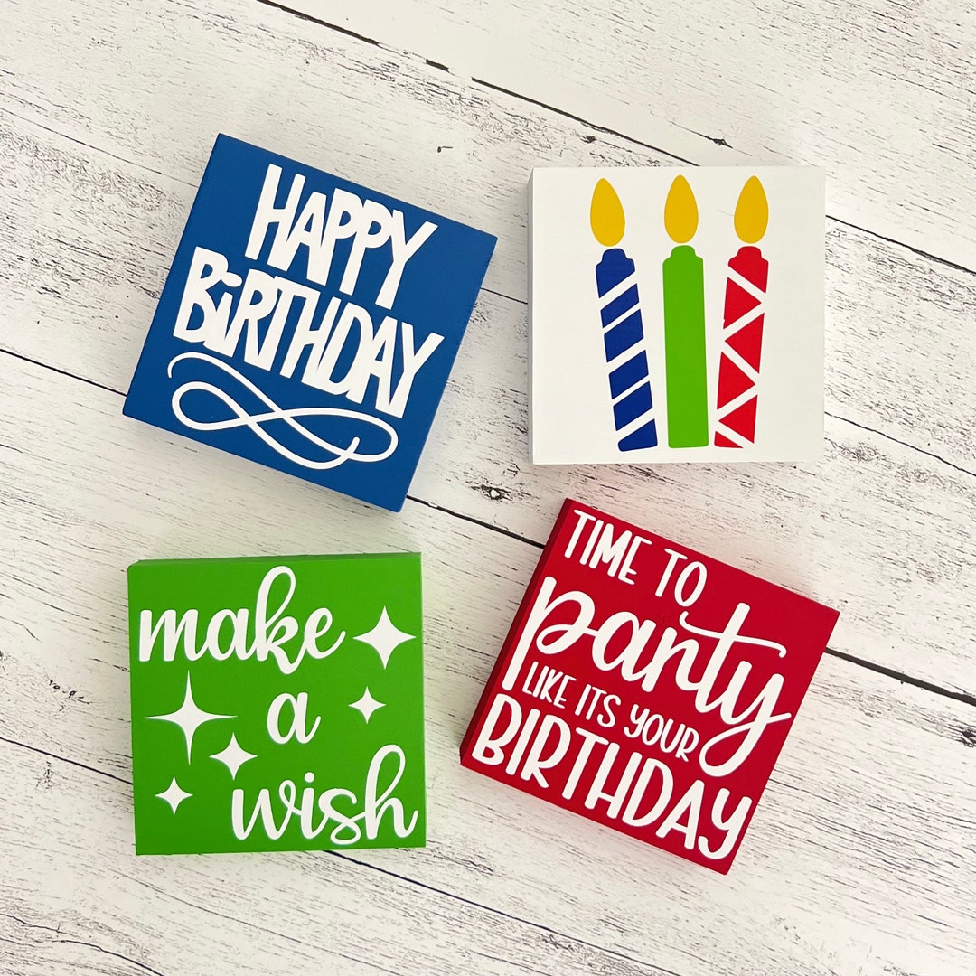 Tiered Tray Signs // Birthday Themed Signs // Wood Sign // Tiered Tray ...