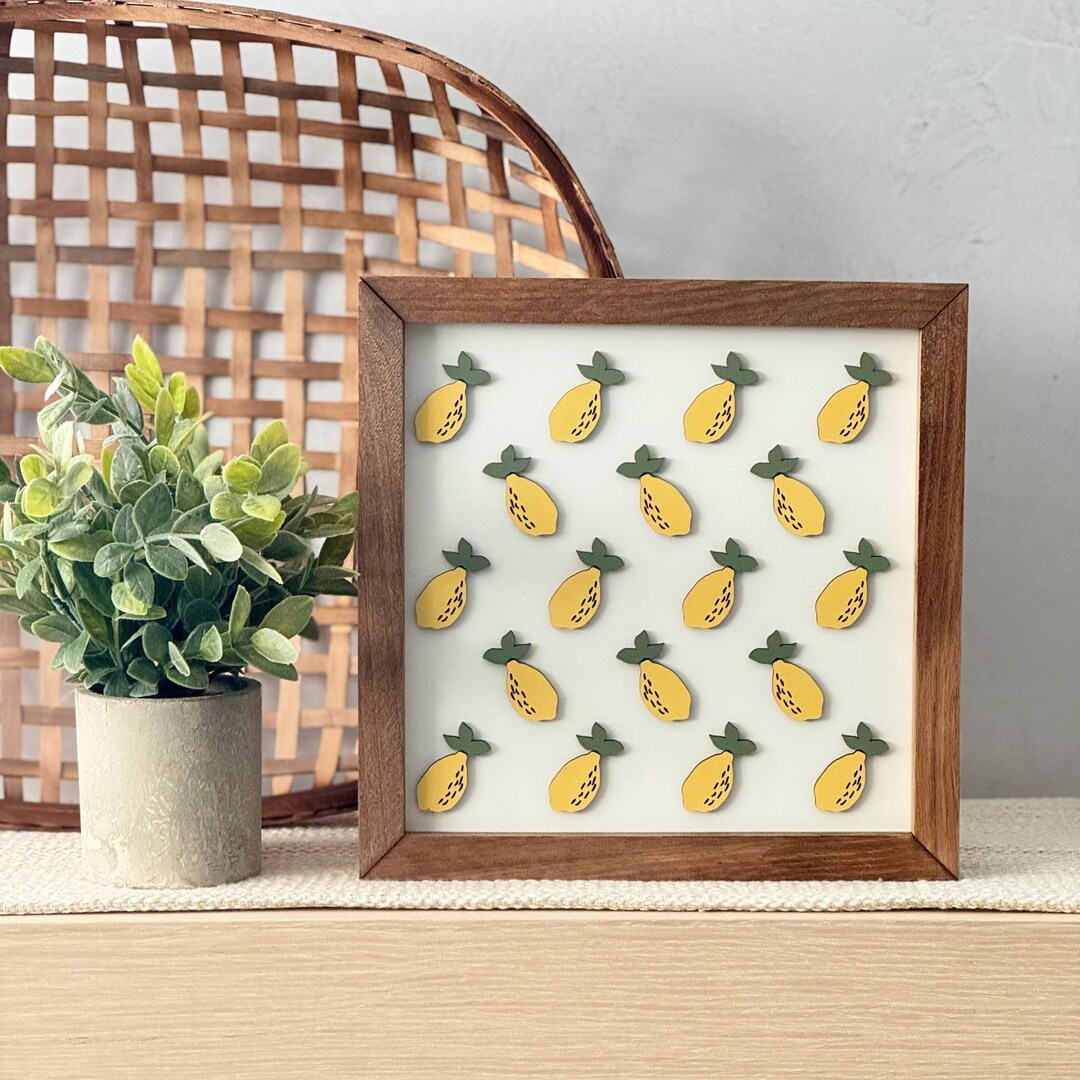 Large Wooden Framed Lemon Themed Sign // Lemon Wall Decor // Summer ...