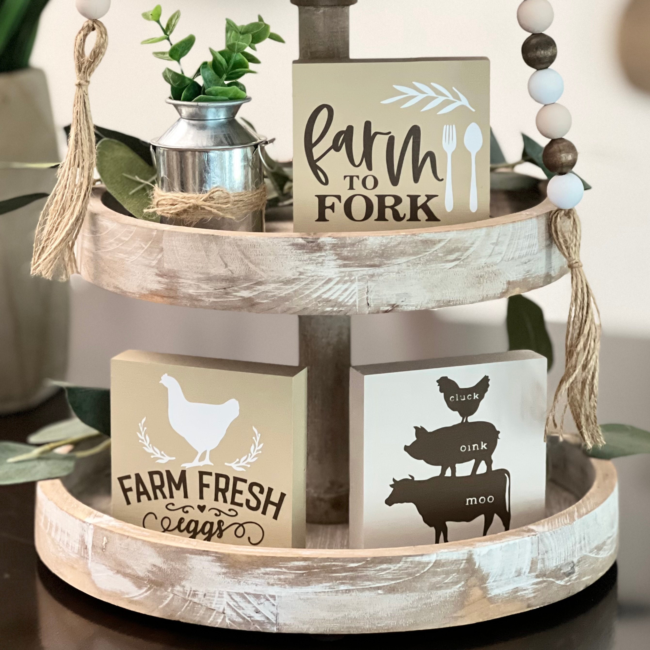 BUNDLE // Farmhouse Themed Tier Tray Decor // Farmhouse Signs // Tier ...