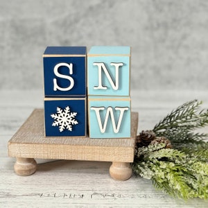 SET // Christmas Stacking Wooden Blocks // Winter Tiered Tray Decor ...