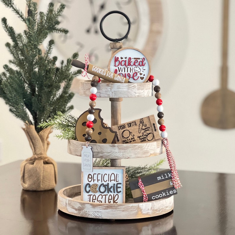 BUNDLE // Milk & Cookies Themed Tiered Tray Decor // Christmas - Etsy