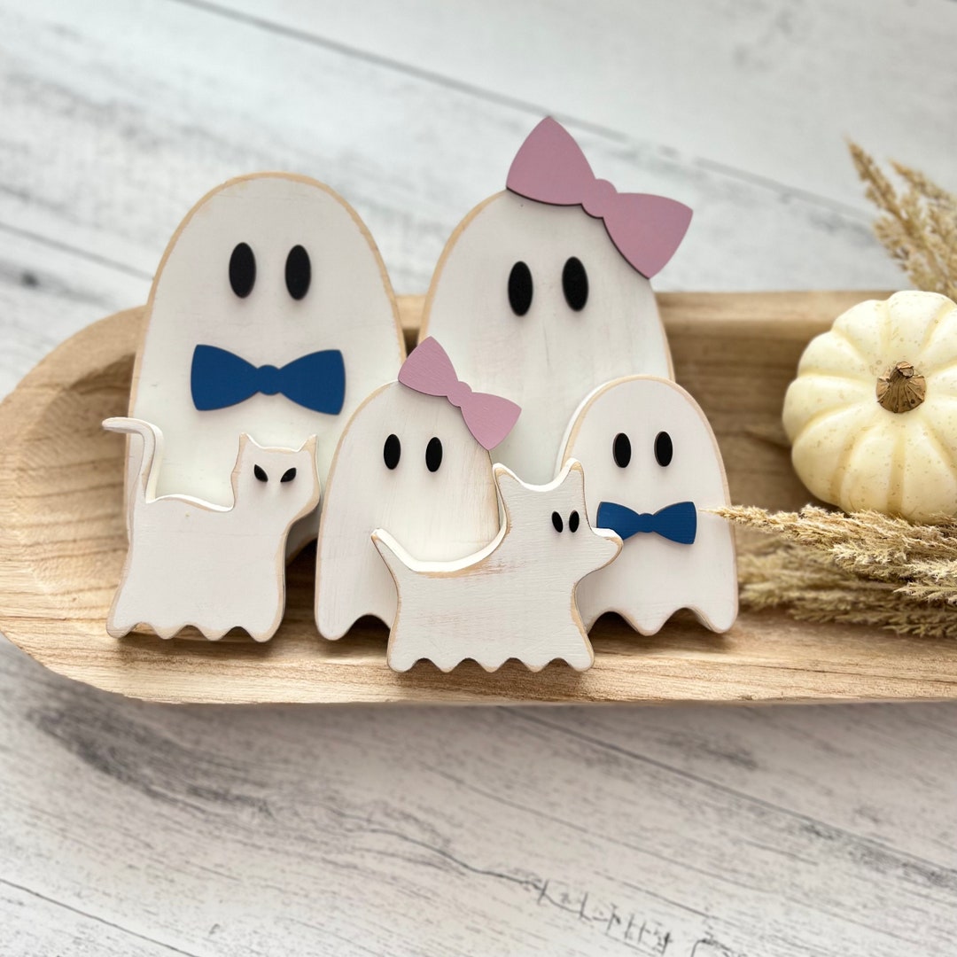 Wooden Ghost Family Shelf Sitter // Chunky Wood Ghost // Halloween ...