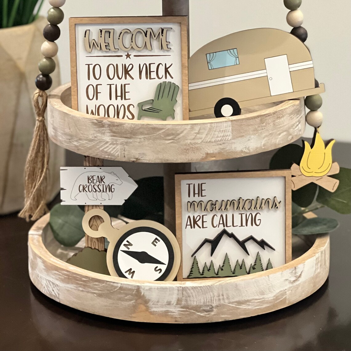 BUNDLE // Camping Tiered Tray Decor // Woodland Themed Signs - Etsy