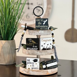 Mini Tier Tray Books // Graduation Themed Mini Book Stack // Graduation ...