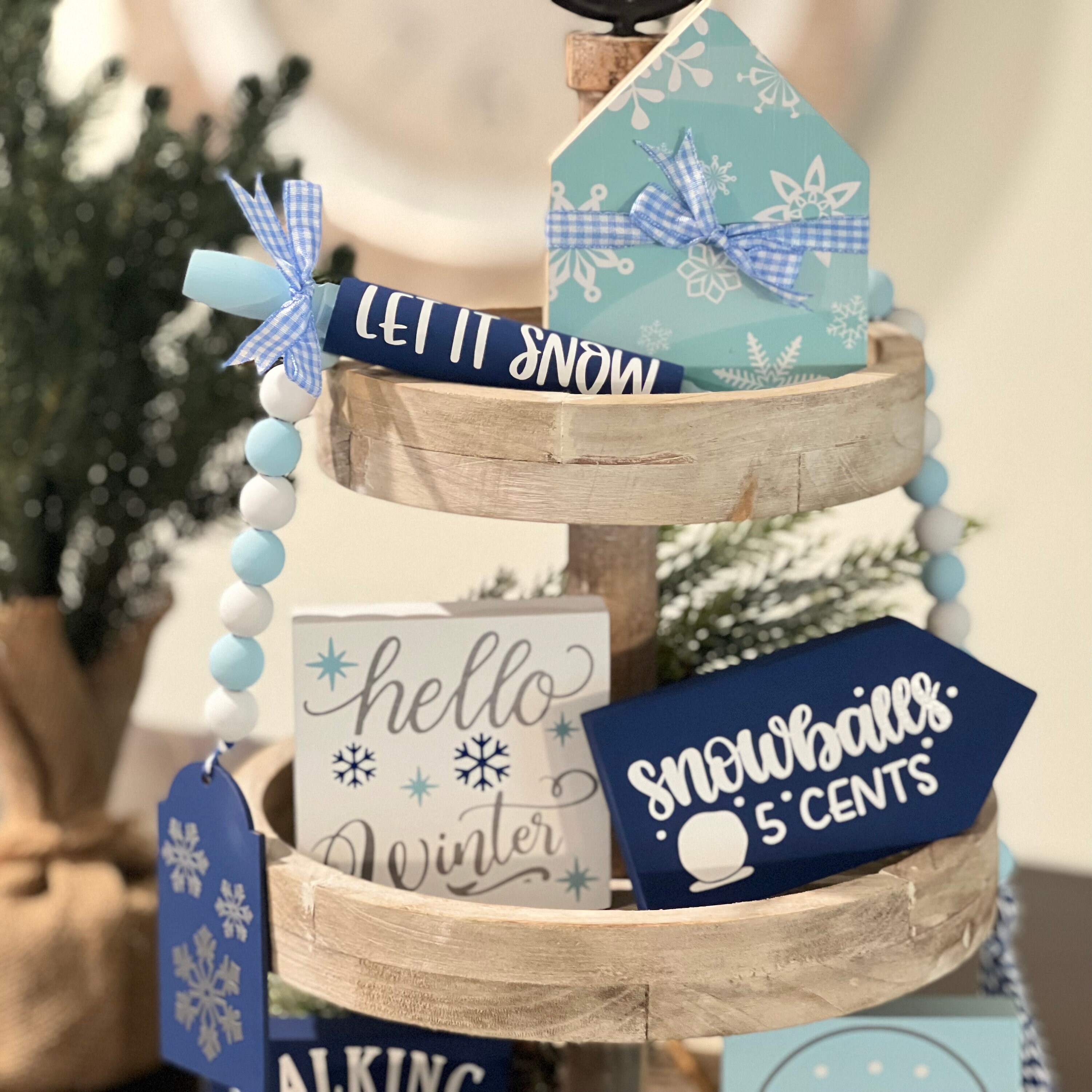 Tier Tray Signs // Winter Themed Signs // Wood Signs // Snow - Etsy