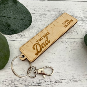 Personalized Father's Day Keychain // Dad You Rule Keychain // Father's ...