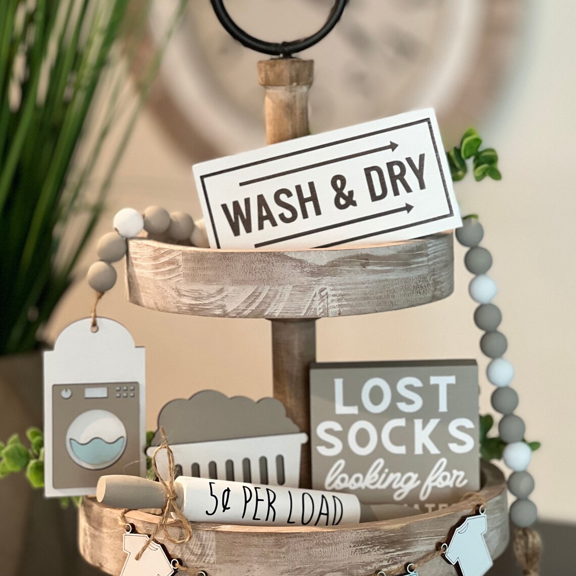 BUNDLE // Laundry Room Themed Tiered Tray Decor // Laundry Themed Signs ...