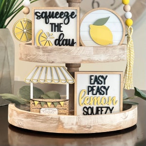 BUNDLE // Lemon Themed Tiered Tray Decor // Lemon Themed Signs ...