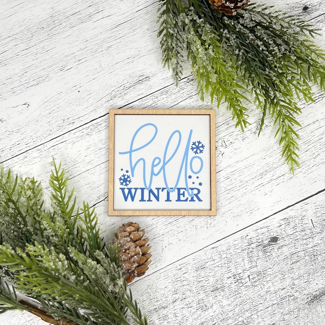 Mini Framed Winter Sign // Hello Winter Sign // Mini Winter Themed Sign ...