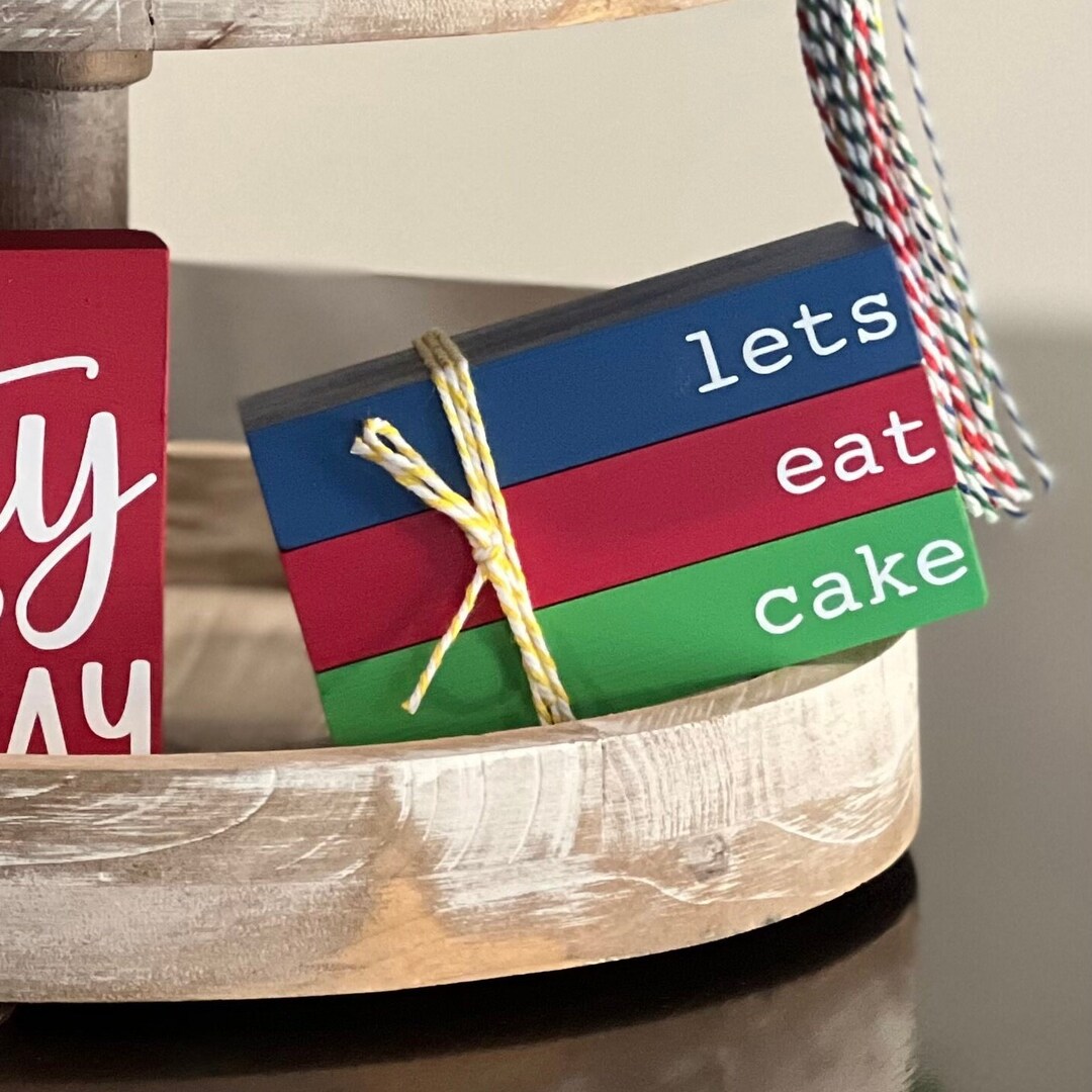 Mini Tier Tray Books // Birthday Themed Mini Book Stack // Birthday ...