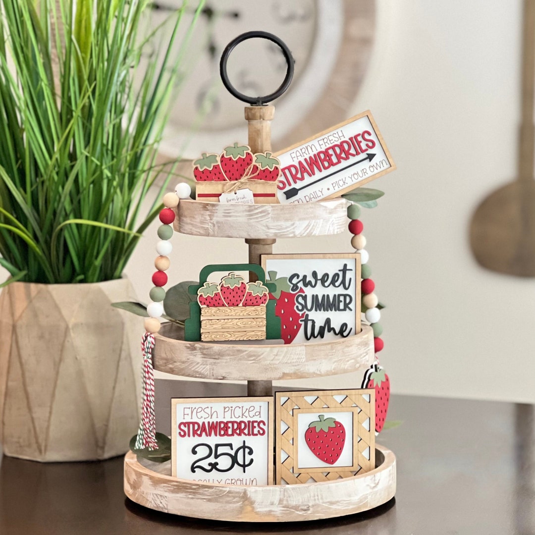 BUNDLE // Strawberry Themed Tiered Tray Decor // Strawberry Themed ...