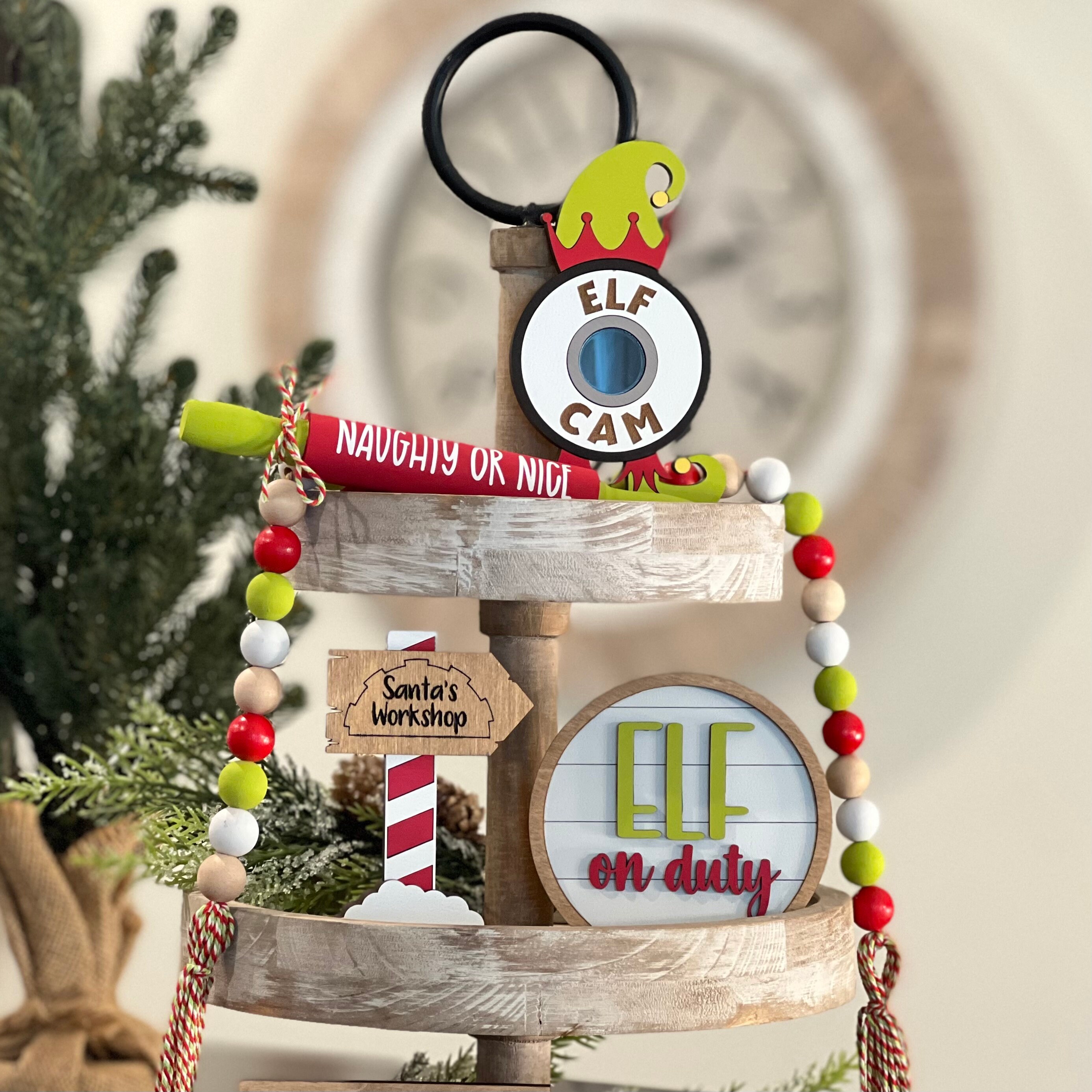 BUNDLE // Elf Themed Tiered Tray Decor // Christmas Tiered Tray Signs ...