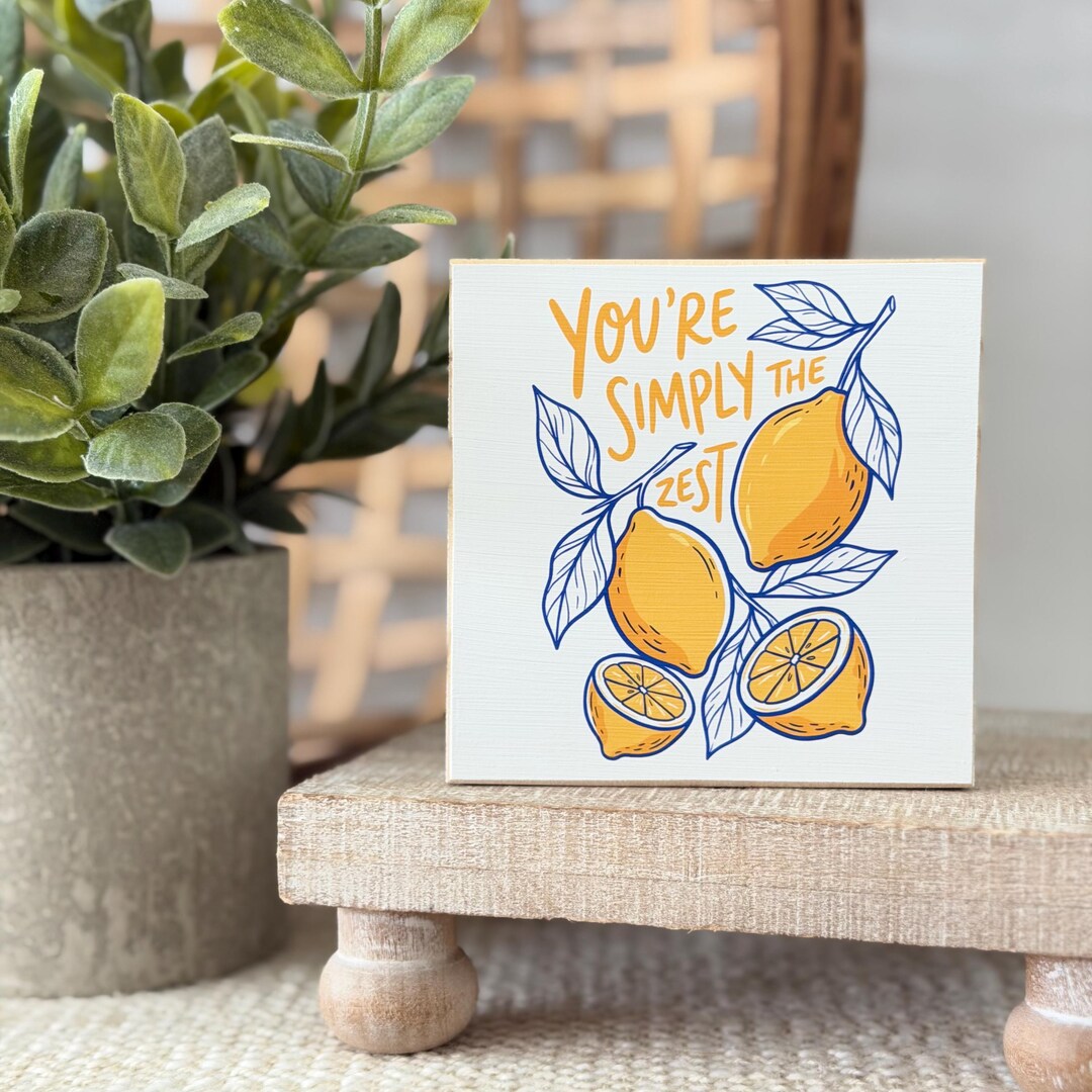 Lemon Wood Block Sign // Summer Tiered Tray Decor // Farmhouse Lemon ...