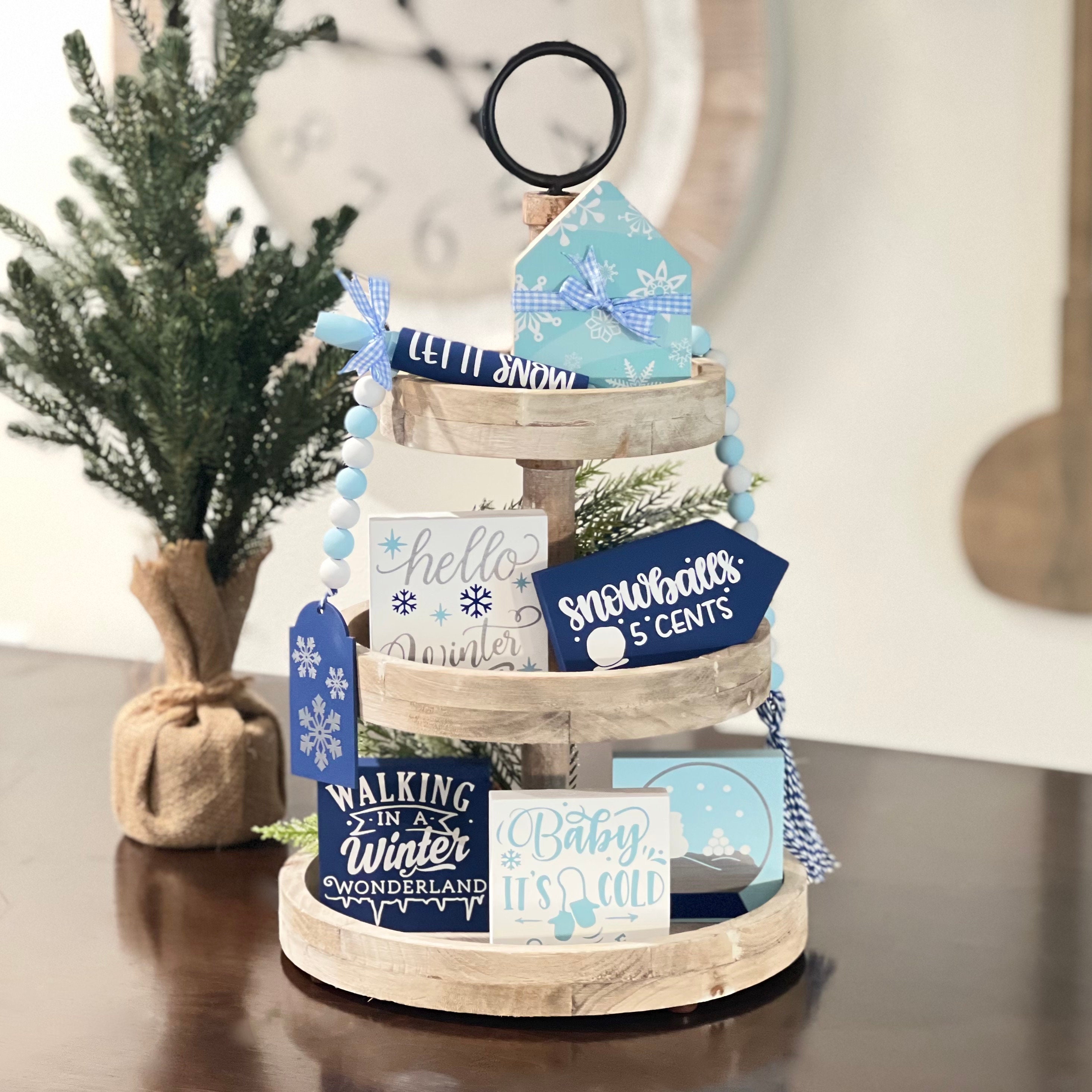 Tier Tray Signs // Winter Themed Signs // Wood Signs // Snow - Etsy