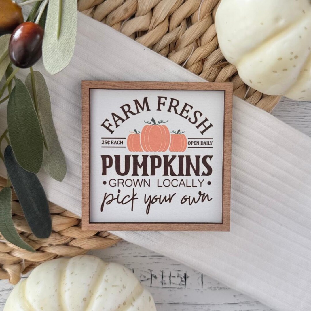 Mini Framed Fall Sign // Farm Fresh Pumpkins // Mini Autumn Sign ...