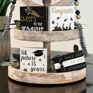 Mini Tier Tray Books // Graduation Themed Mini Book Stack // Graduation ...