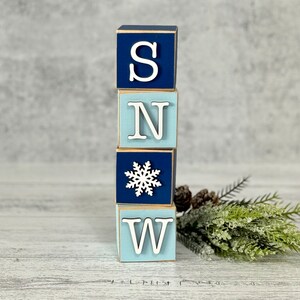 SET // Christmas Stacking Wooden Blocks // Winter Tiered Tray Decor ...