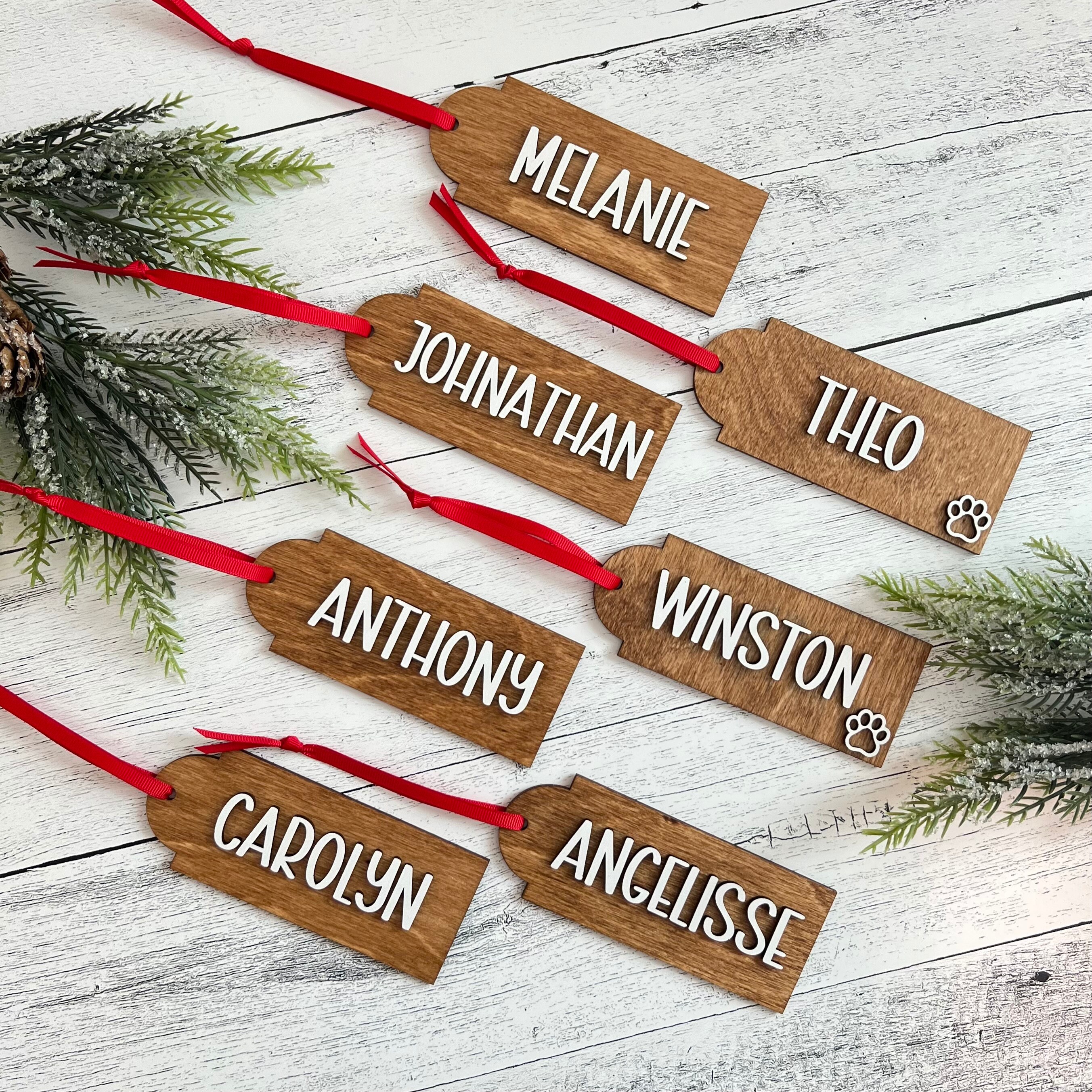 Personalized Wooden Stocking Tags // Custom Gift Tags // - Etsy