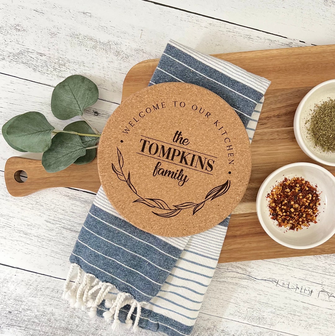 Personalized Cork Trivet // Personalized Pot Holder // Engraved Cork ...