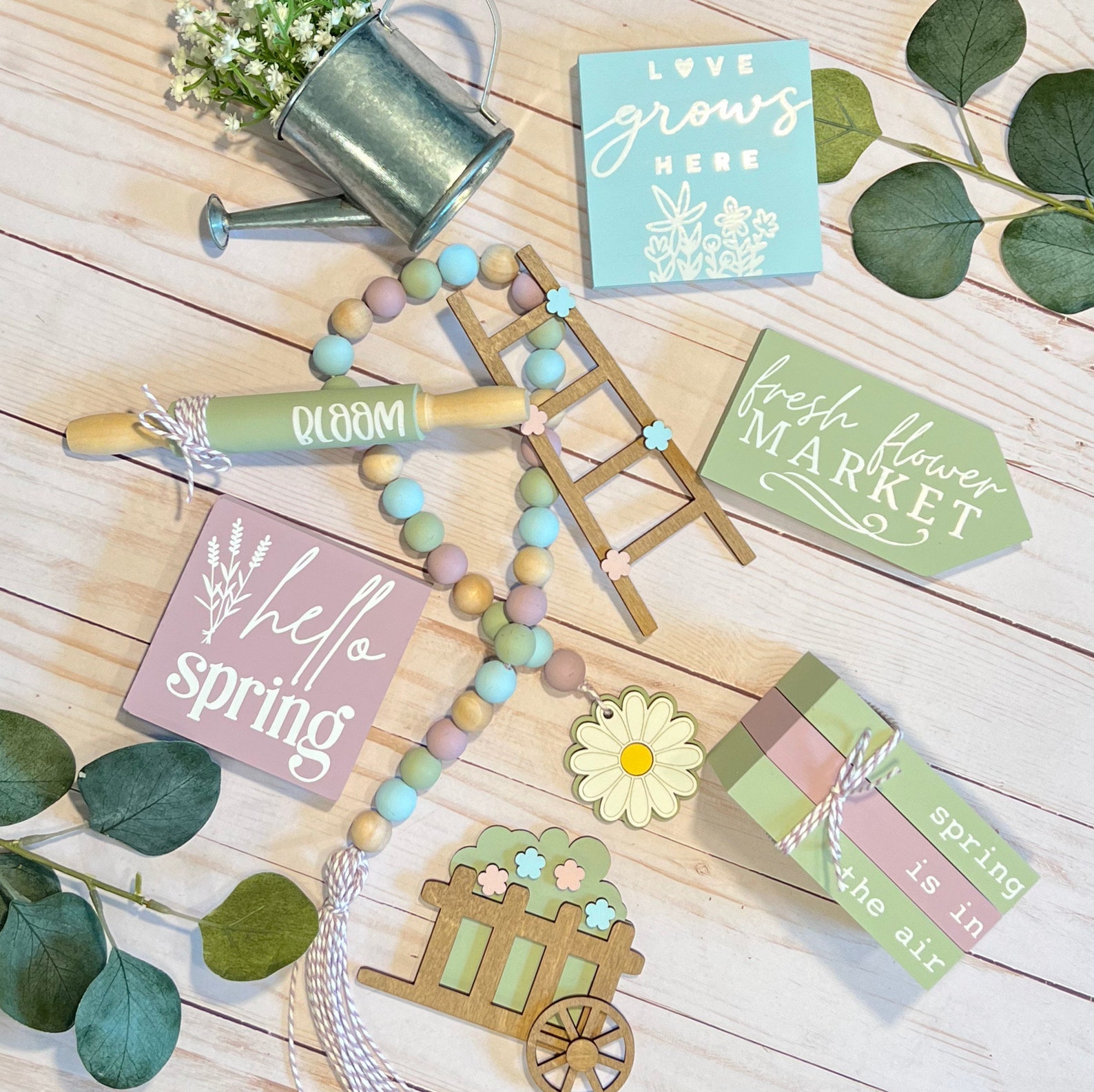 BUNDLE // Spring Tier Tray Decor // Spring Signs // Tier Tray - Etsy