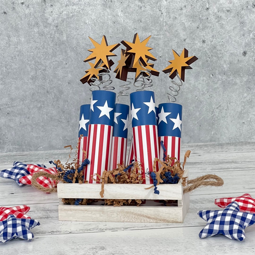 Wooden Firecracker // 4th of July Decor // 4th of July Tiered Tray ...