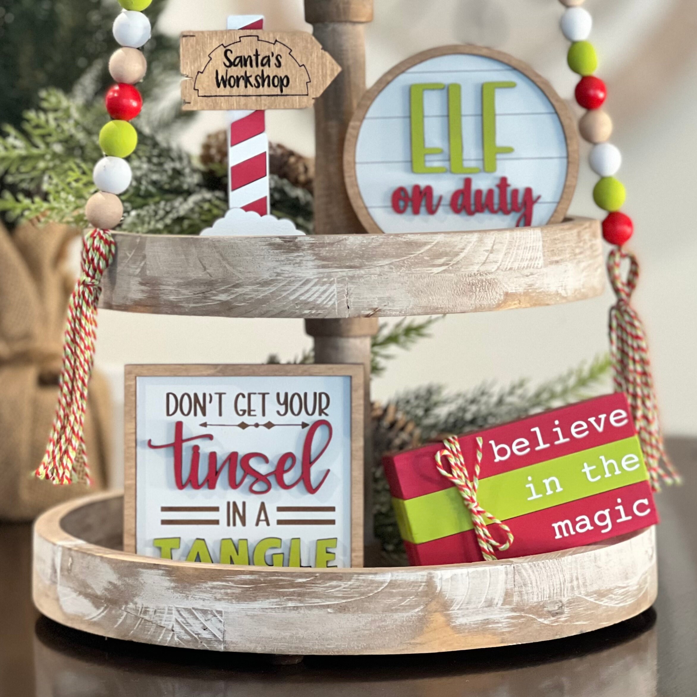 BUNDLE // Elf Themed Tiered Tray Decor // Christmas Tiered Tray Signs ...
