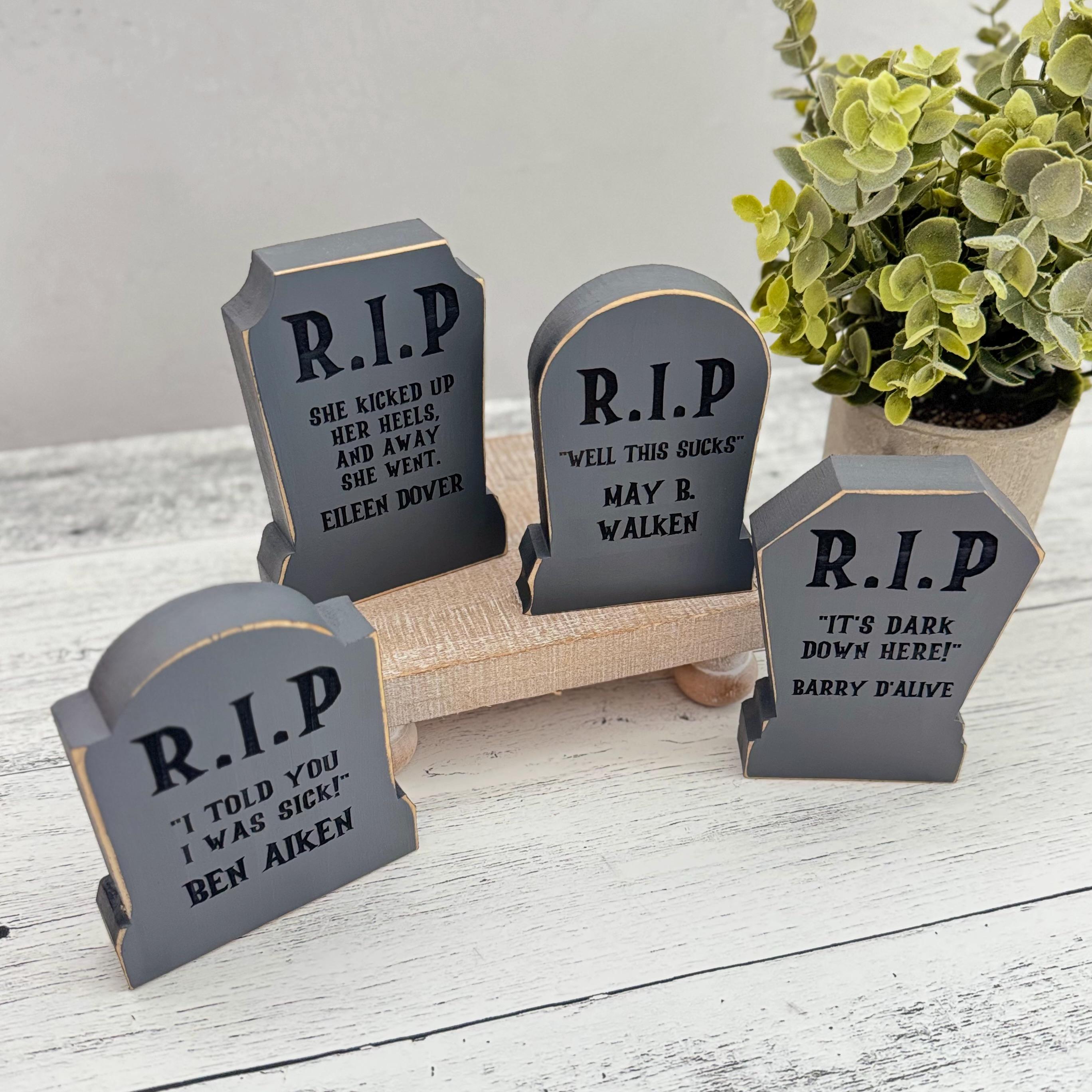 Wooden Tombstone Shelf Sitter // Chunky Wooden Gravestone // Halloween ...
