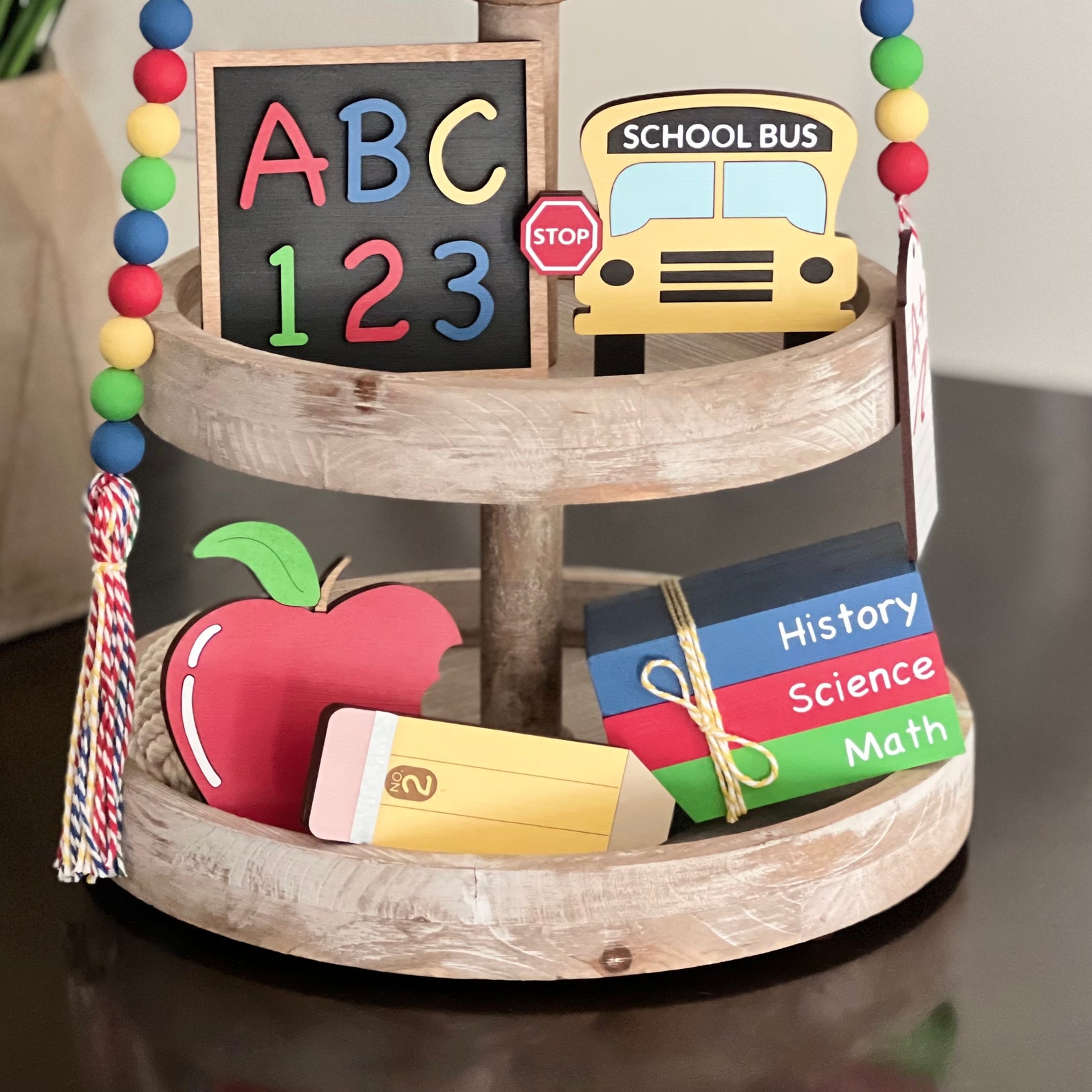 BUNDLE // Back to School Themed Tiered Tray Decor // School - Etsy