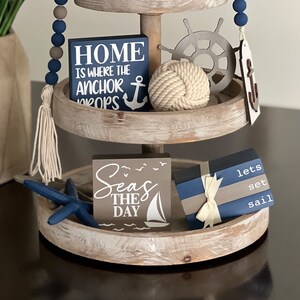 Tiered Tray Signs // Nautical Themed Signs // Wood Signs // Tiered Tray ...