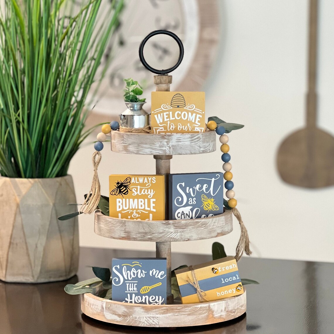 BUNDLE // Bee Themed Tier Tray Decor // Bumble Bee Themed Tier Tray ...